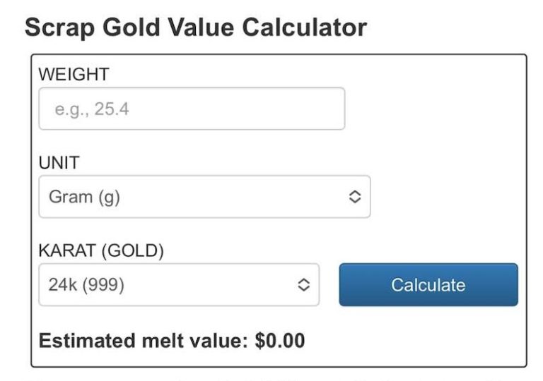 New on FindBullionPrices: Instant Gold Calculator for Scrap & Bullion ...
