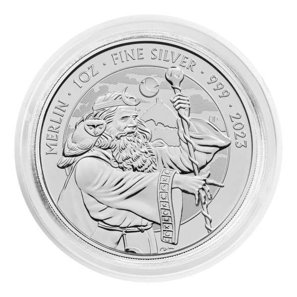 Compare 1 oz 2023 Silver Coin Merlin dealer prices
