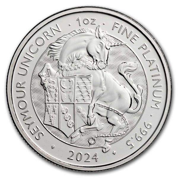 Compare prices of 2024 1 oz Platinum Tudor Beasts Seymour Unicorn Coin ...
